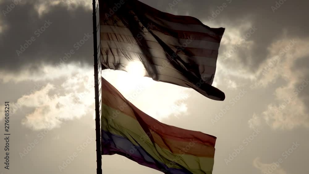 Stockvideo Rainbow LGBT gay pride flag waving in the wind 4 and the ...