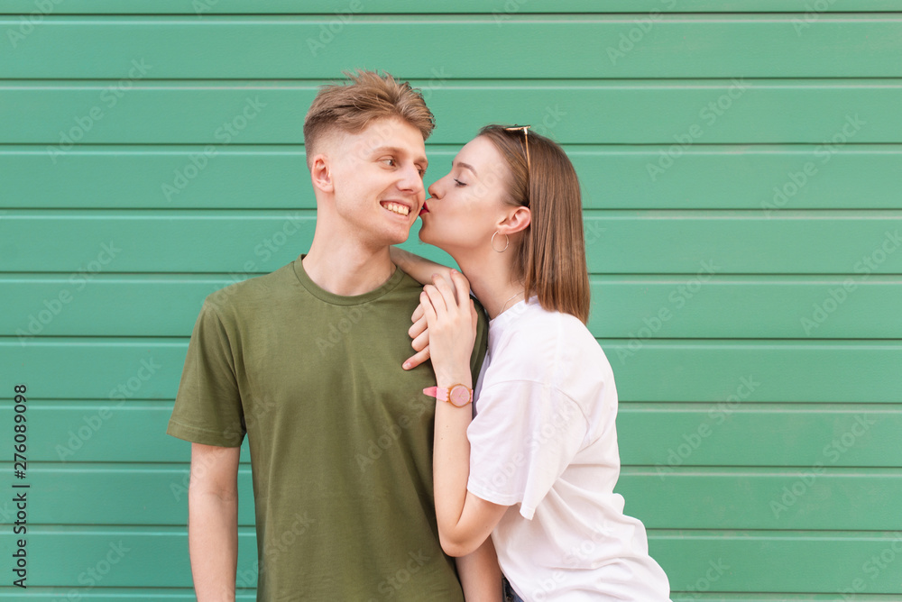 Teens On The Cheek Kiss