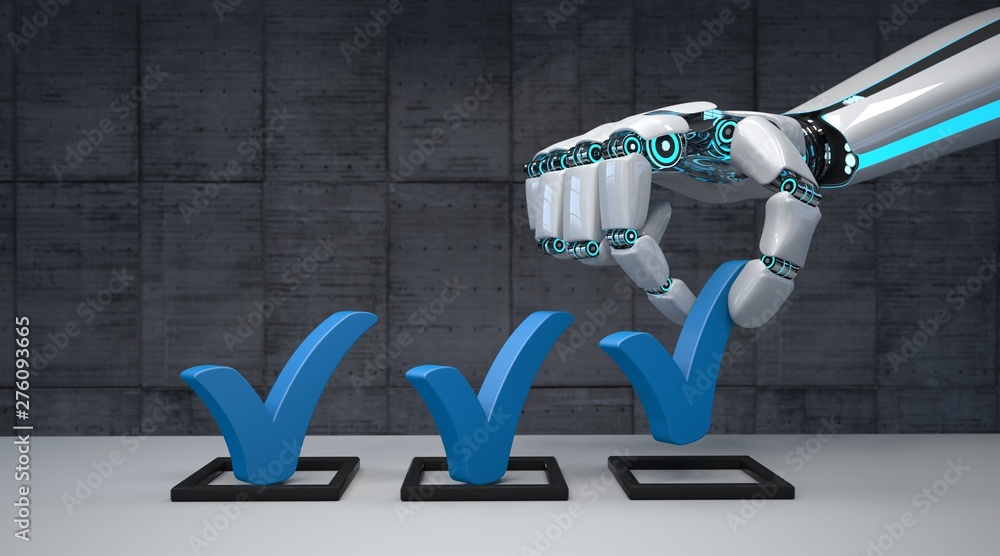 Humanoid Robot Hand Checklist Stock Illustration | Adobe Stock