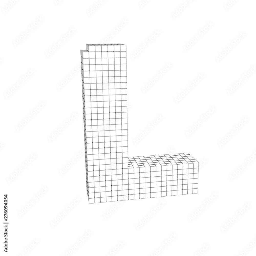 3d pixelated capital letter L. Vector outline illustration. Stock ...