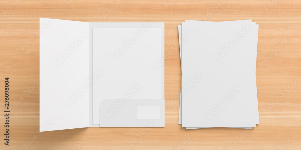 Blank white reinforced A4 size single pocket folder mock up isolated on ...