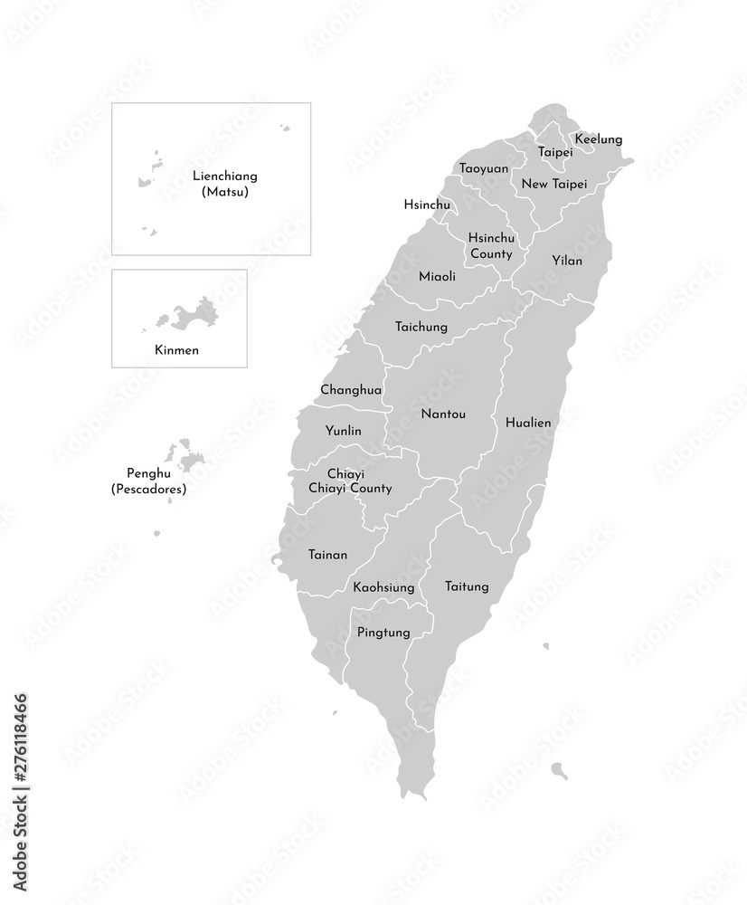 Vector isolated illustration of simplified administrative map of Taiwan ...