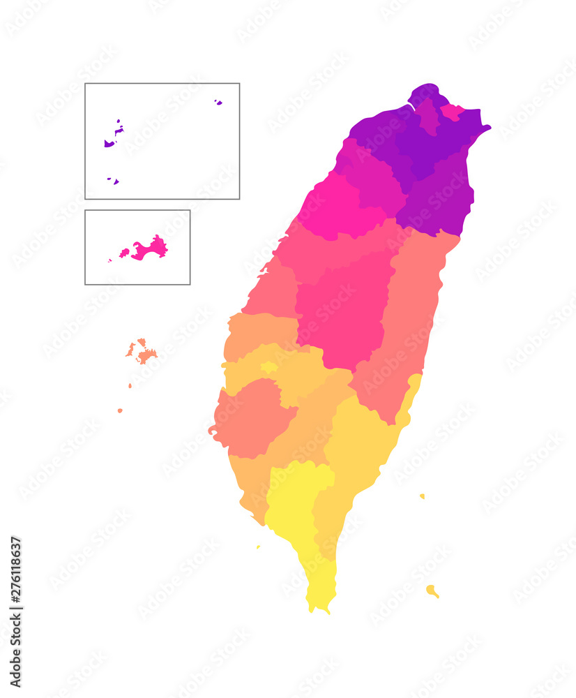 Vector isolated illustration of simplified administrative map of Taiwan ...