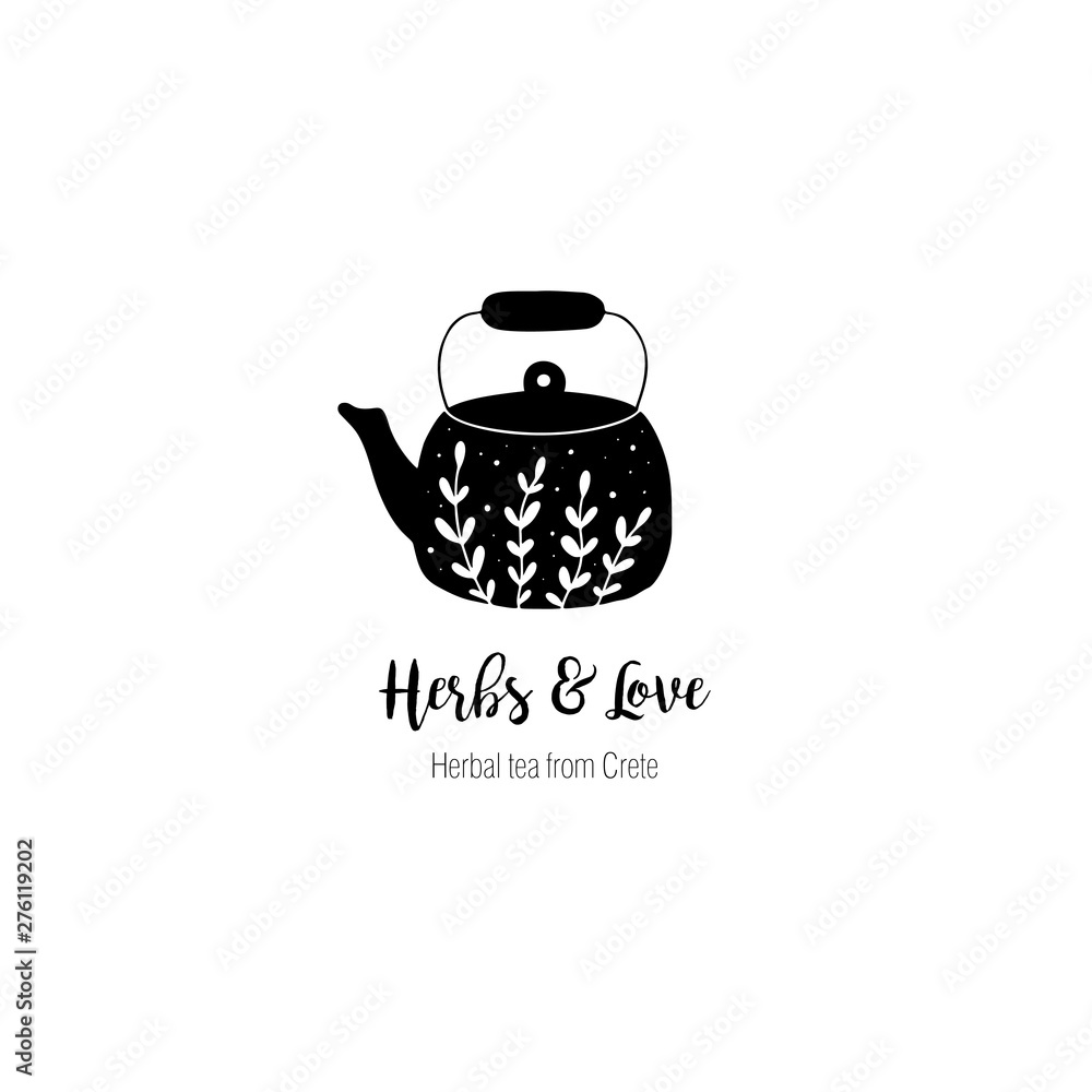 Hand drawn tea logo in doodle style Stock Vector | Adobe Stock