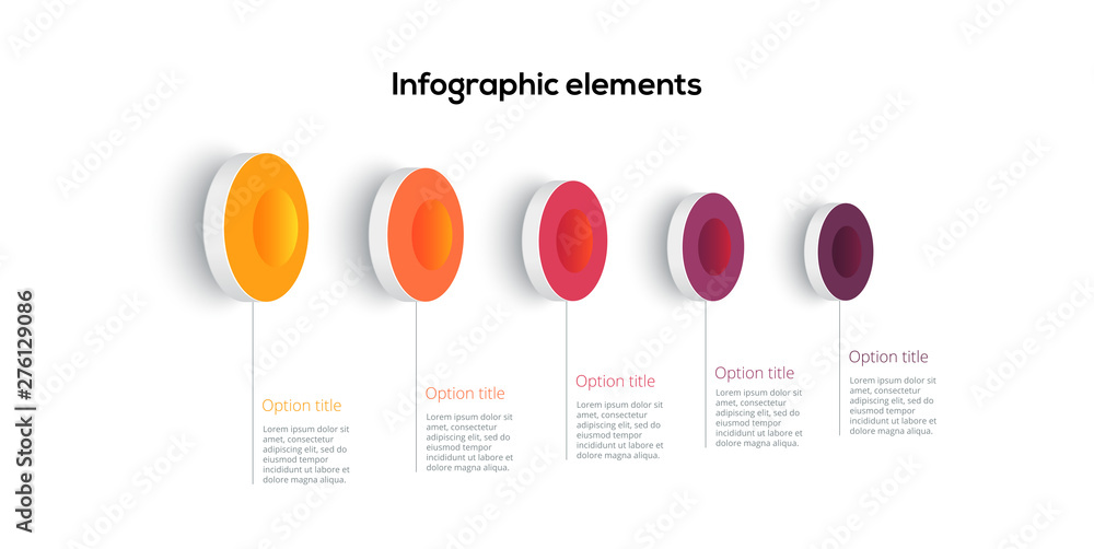 Business process chart infographics with 5 step circles. Circular ...