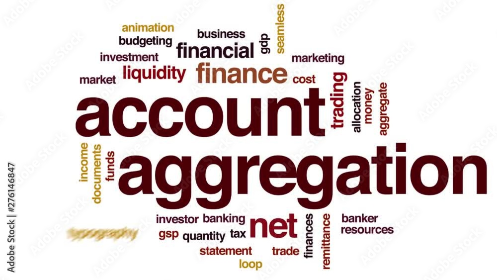 Account aggregation animated word cloud. Kinetic typography. Stock ...
