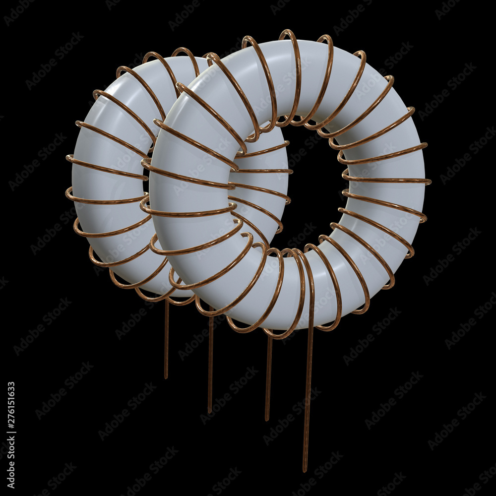 Toroidal Coil Inductor 3d Render Illustration Copper Wire Winding
