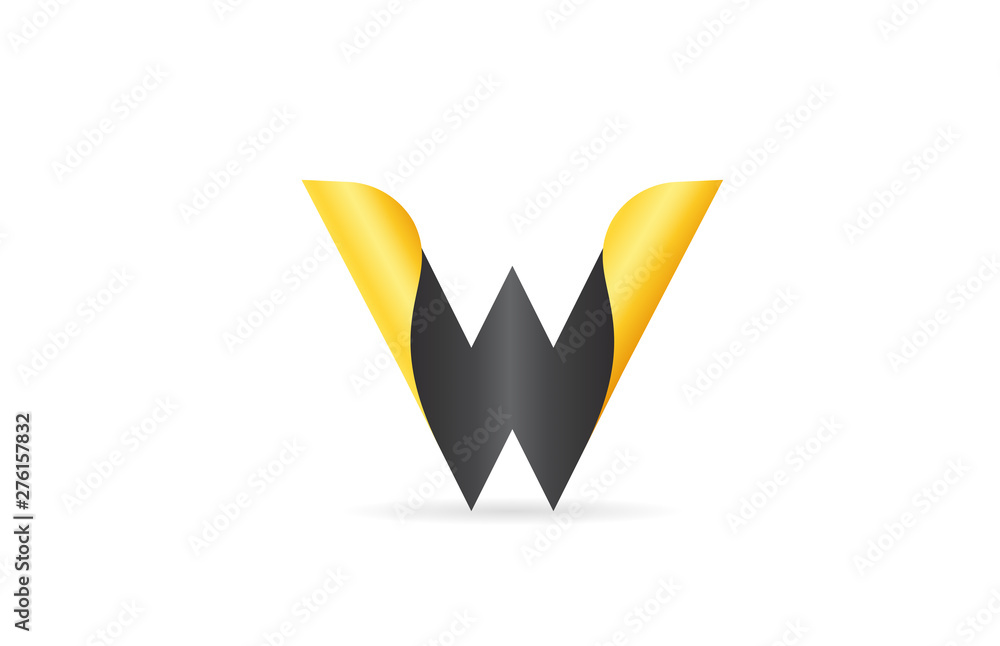black yellow 3d W alphabet letter logo icon design sign Stock Vector ...
