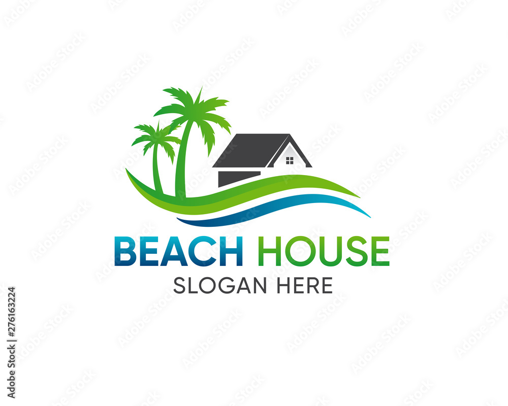 Beach House logo Design Template Vector Stock Vector | Adobe Stock