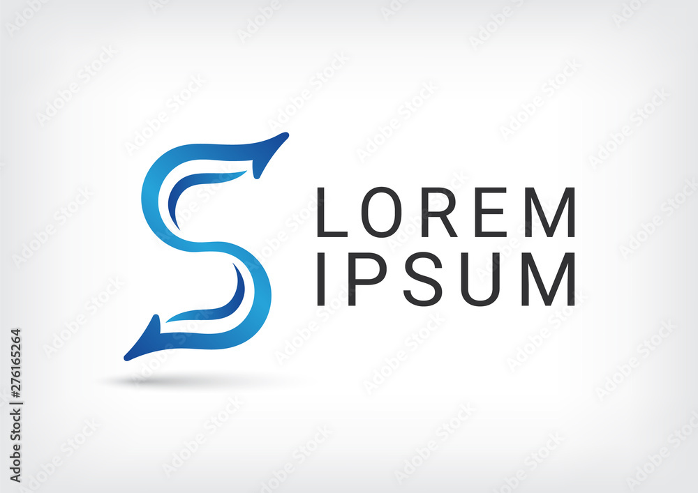 blue letter s vector logo design template, curve icon, delicate ...
