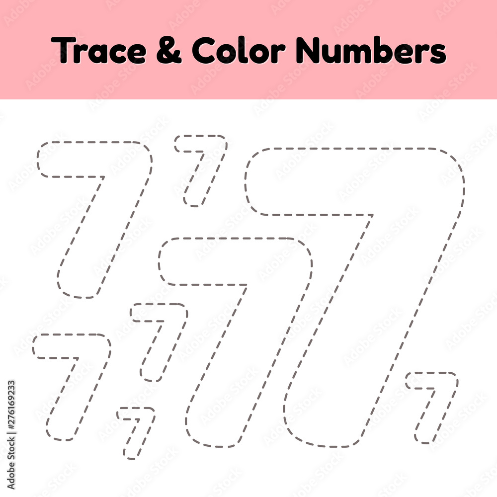 Trace line number for kindergarten and preshool kids. Write and color a ...