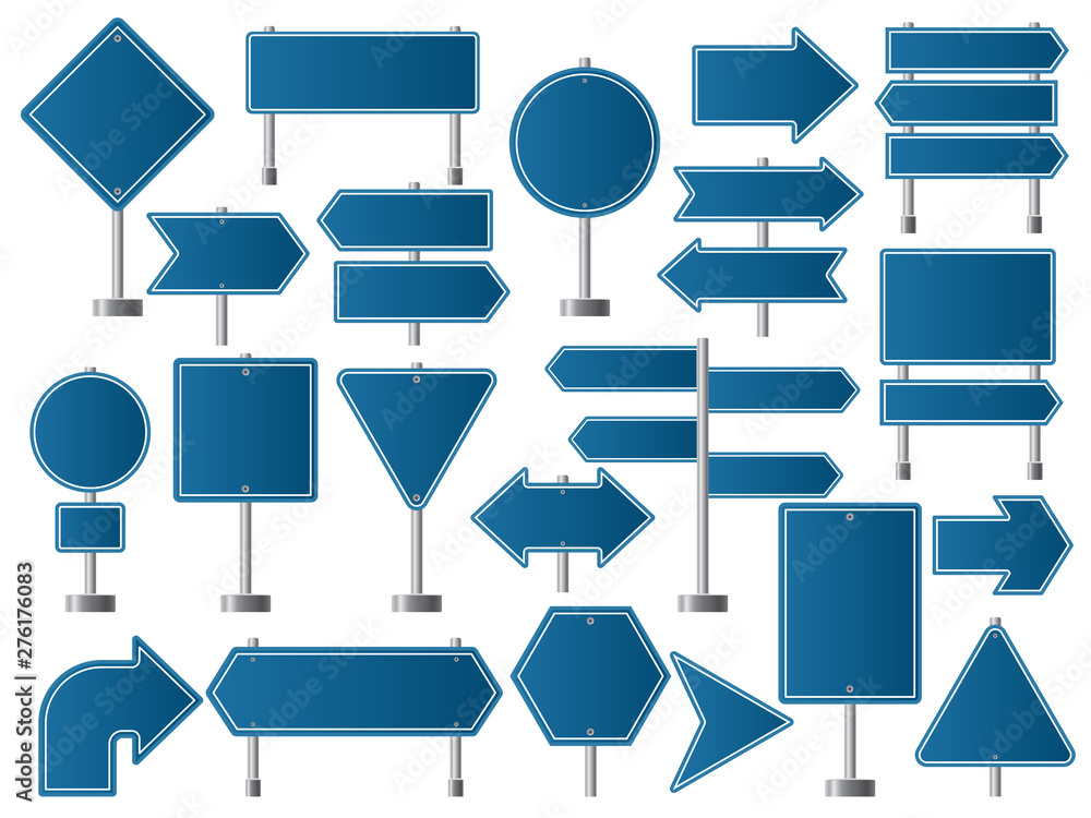 Street signs. Road highway indicators and empty boards direction for ...