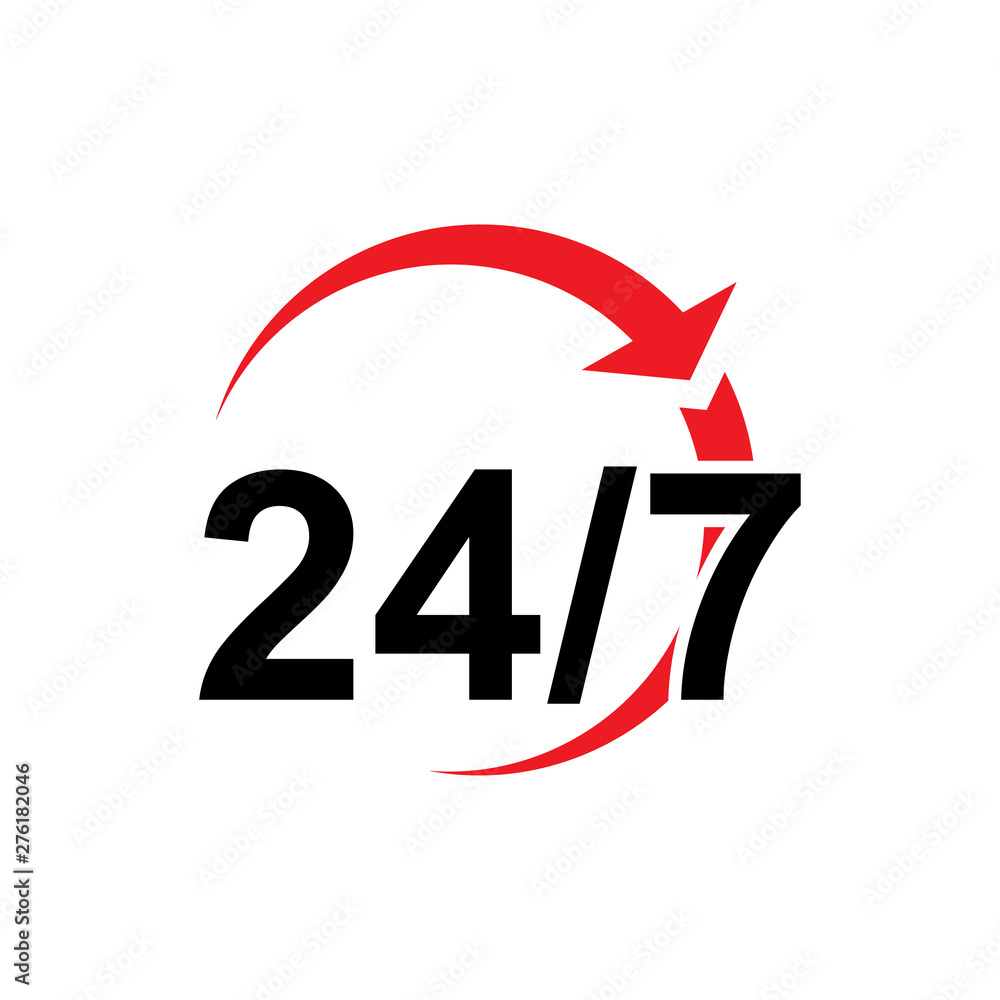 24/7 Hours Icon Vector - Vector Stock Vector | Adobe Stock