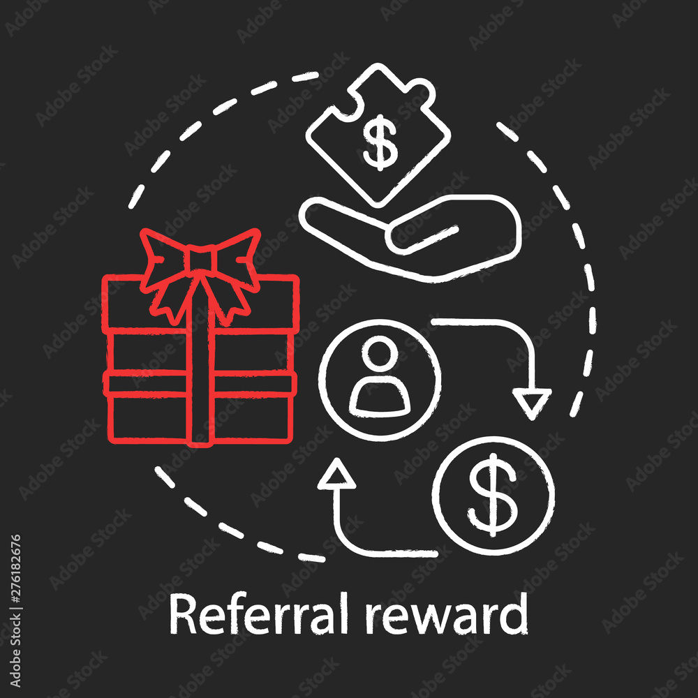 Referral reward concept chalk icon. Marketing strategy idea. Referral ...