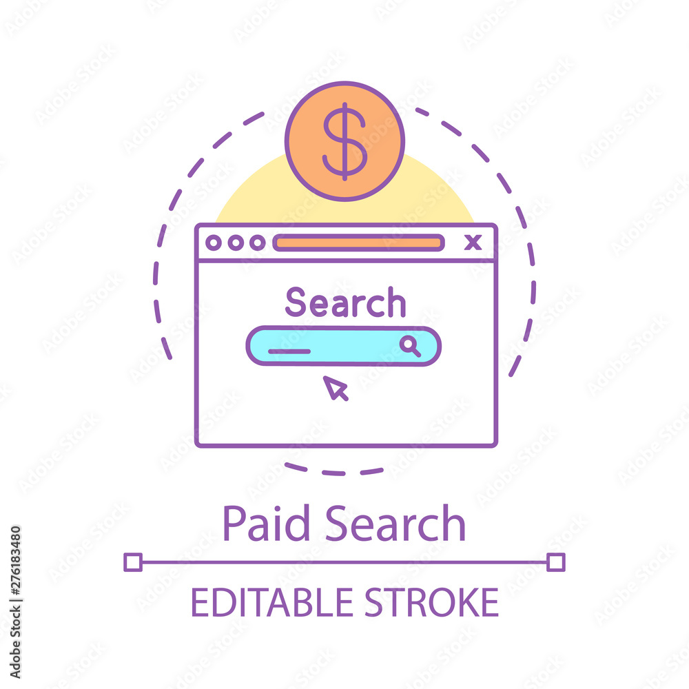 Paid search concept icon. Pay per click advertising, sponsored listing ...
