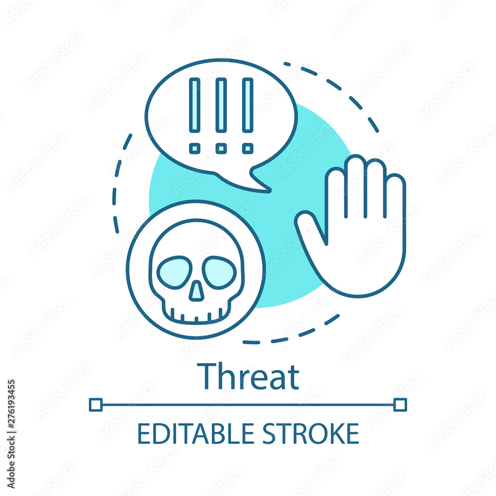 Threat turquoise concept icon. Virus, danger, warning hand idea thin ...
