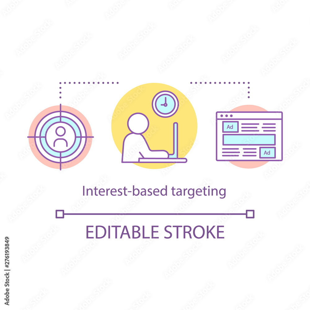 Interest-based targeting concept icon. Ads based on consumer activity ...