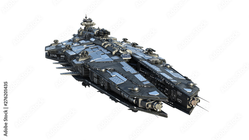 Alien spaceship flying, UFO spacecraft in flight isolated on white ...