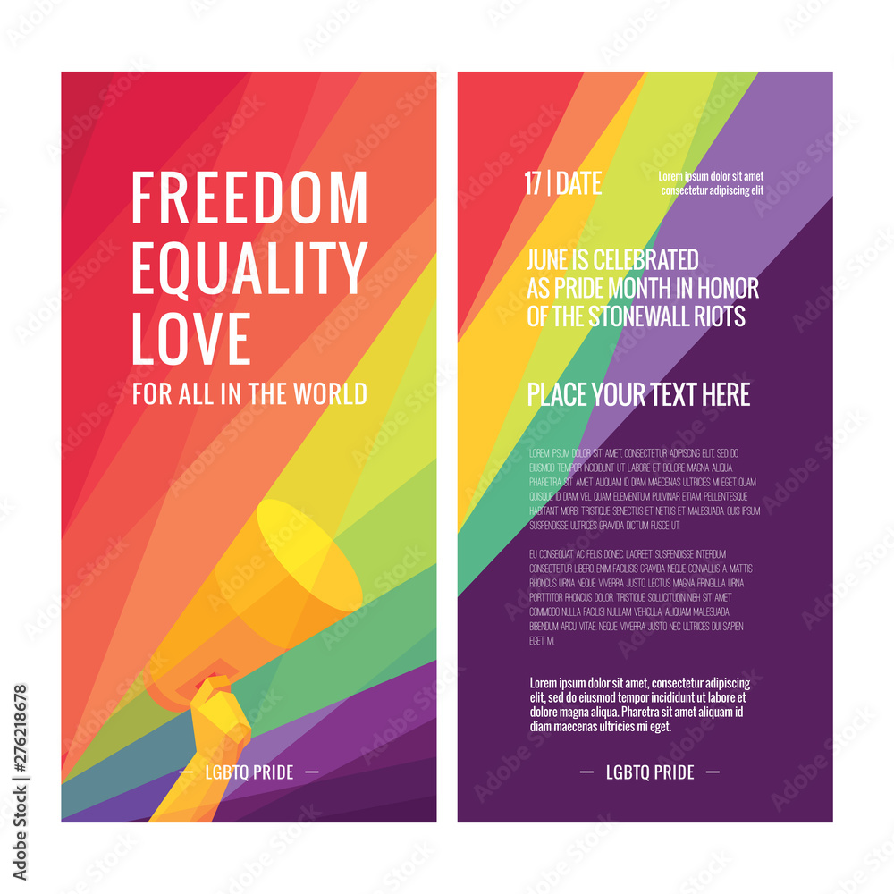 Support LGBTQ Pride. Rainbow abstract. Hand. Colorful Shapes. Freedom ...