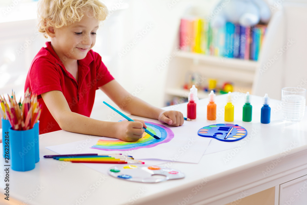 Kids paint. Child painting. Little boy drawing. Stock Photo | Adobe Stock