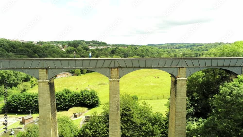 Pontcysyllte Aqueduct arch bridge canal waterway crossing. Horizontal ...