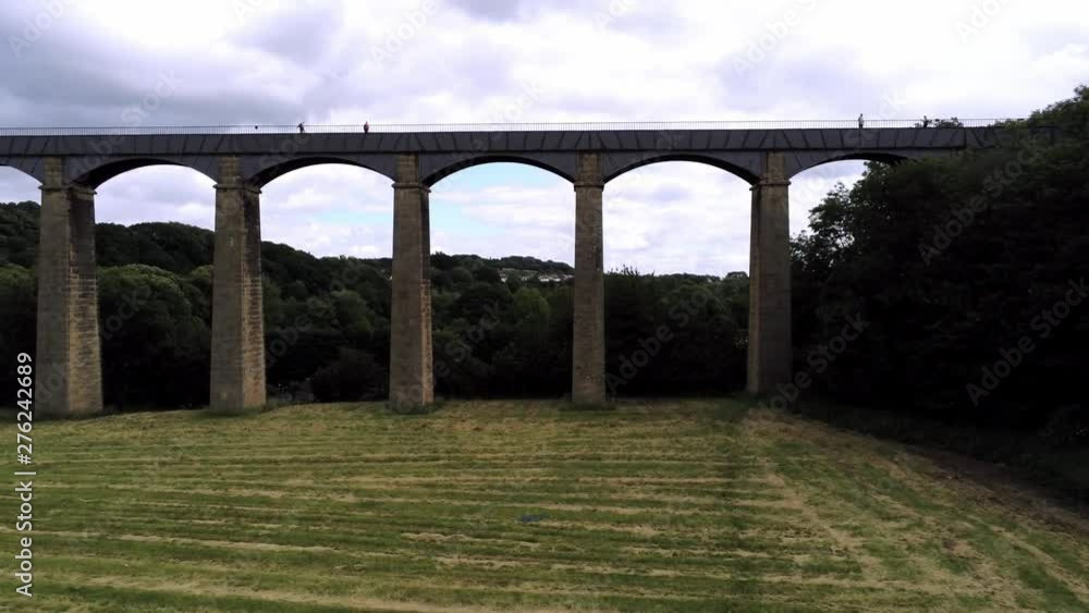 Pontcysyllte Aqueduct arch bridge canal waterway crossing. Ascending ...