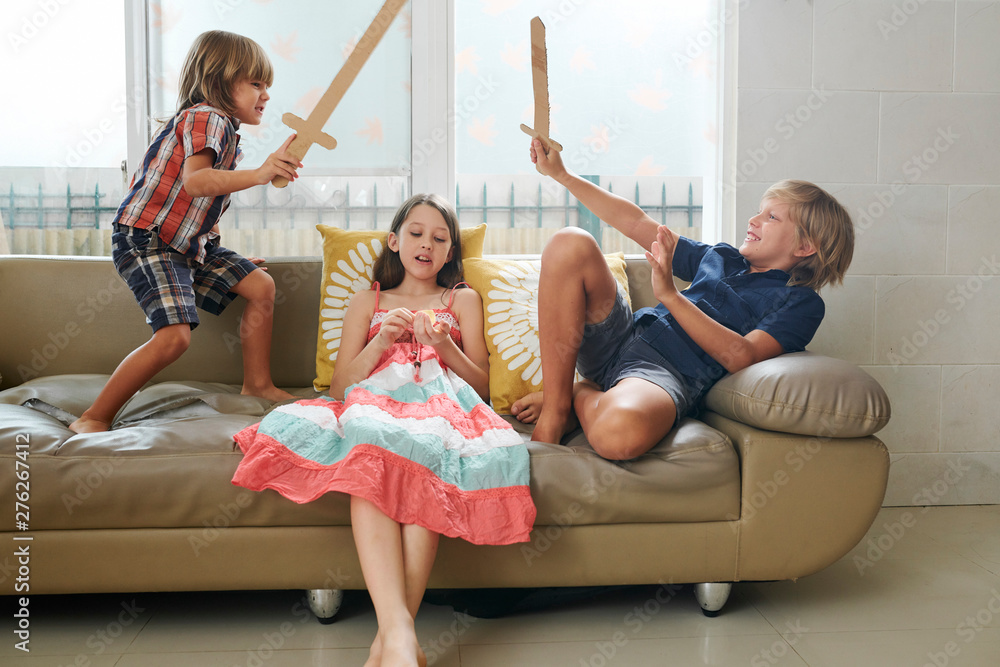 Calm preteen girl MOTHERJGDDGJDHGDJGDJH potato chips when her cheerful ...