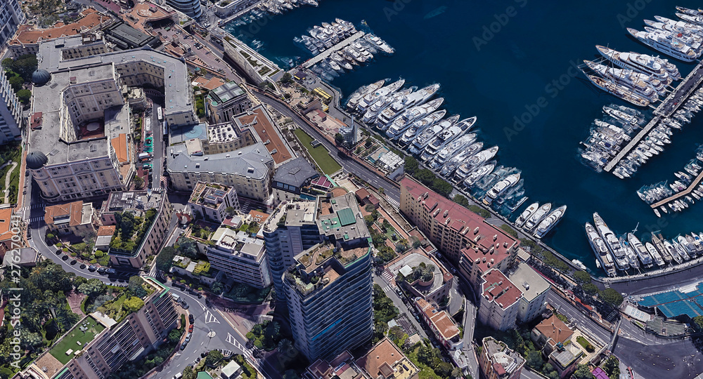 The most expensive city of Monaco Monte Carlo at noon from a height of ...