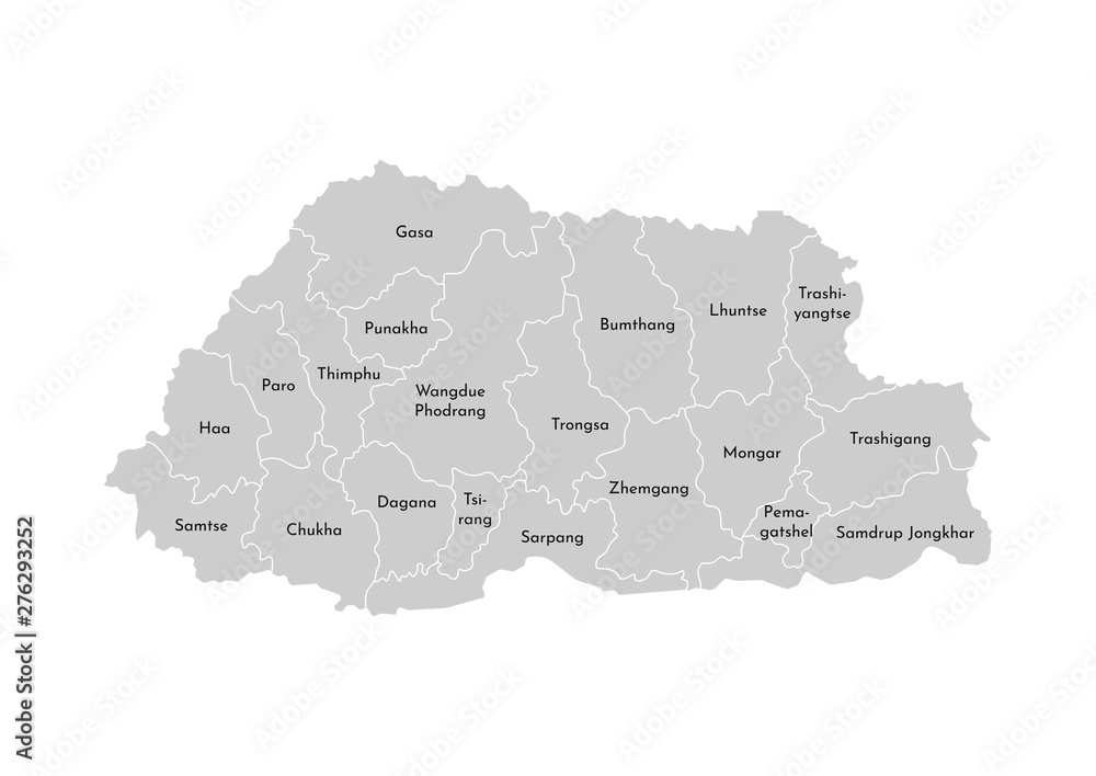 Vector isolated illustration of simplified administrative map of Bhutan ...