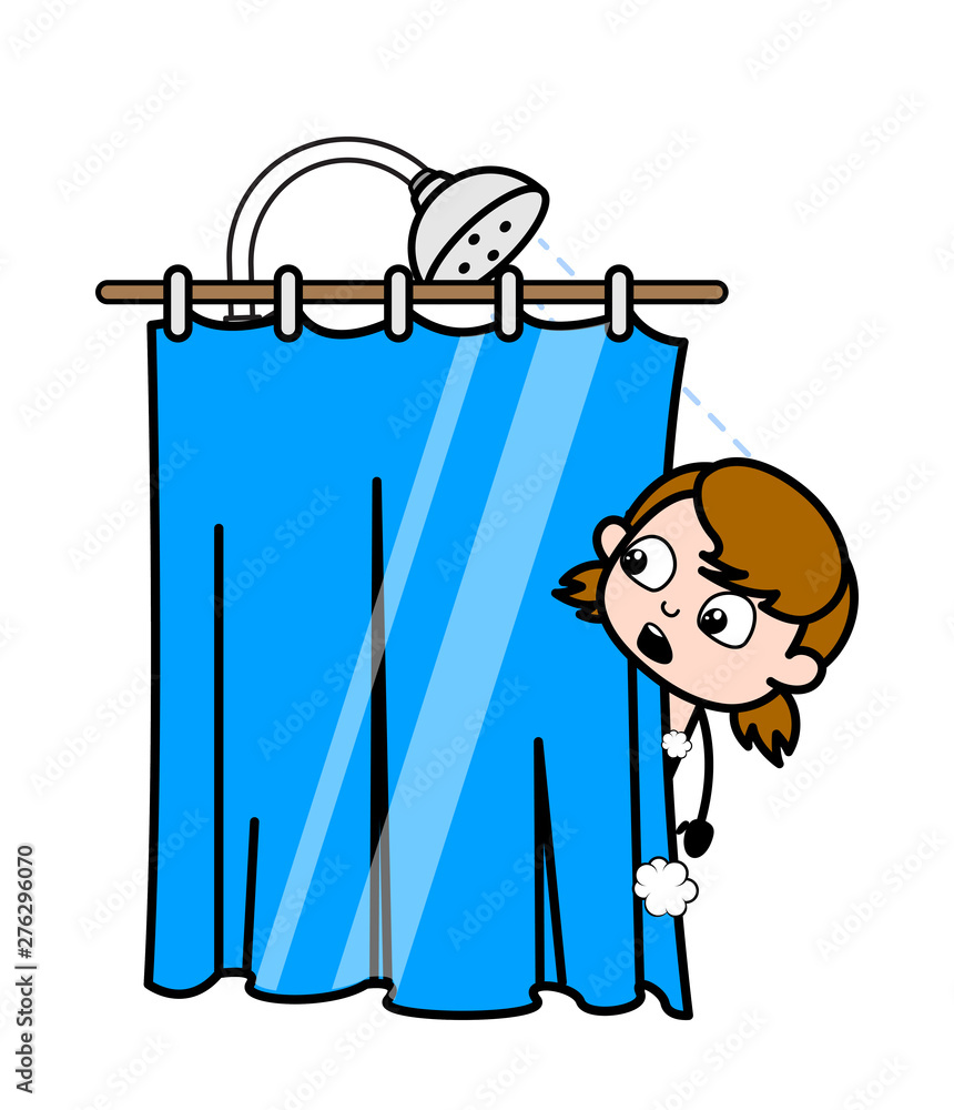 Cartoon Girl Taking Shower