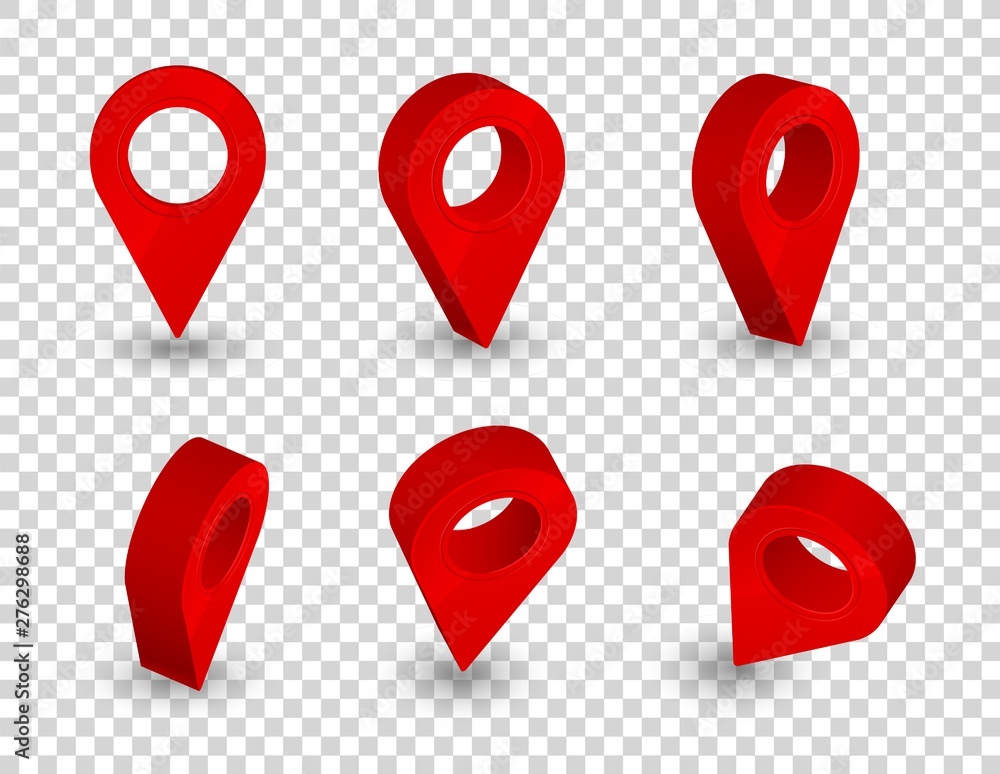 Map pointer 3d pin. Location symbols vector set isolated on white ...