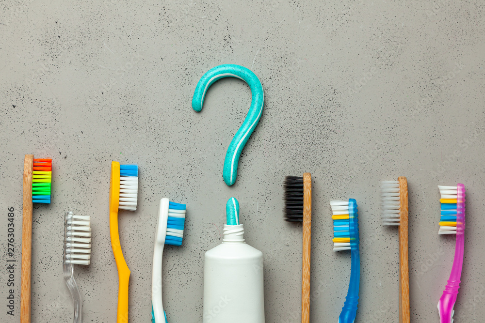 Toothpaste in the form of a question mark and many different and ...