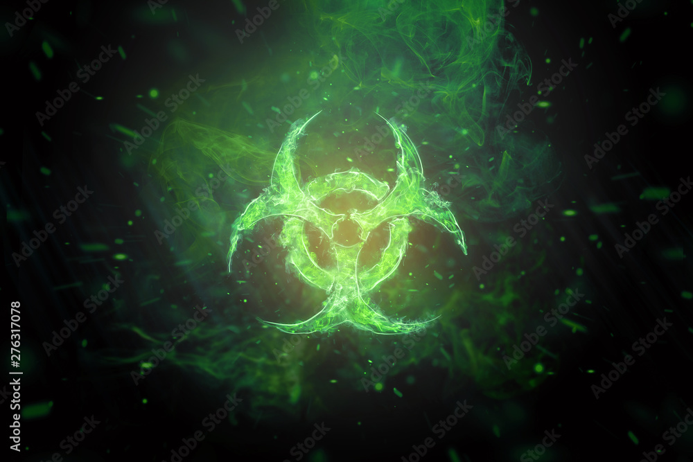 Green Biohazard Symbol on Black Background. Sign of biological hazard ...