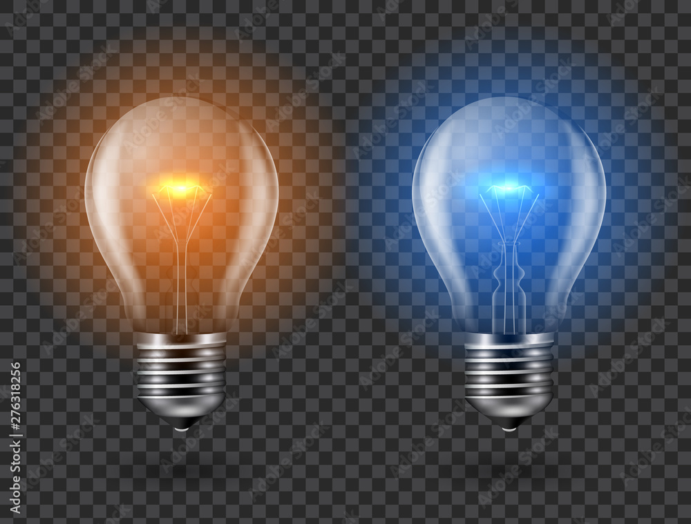Vector image of a light bulb. Realistic 3d object on a transparent ...