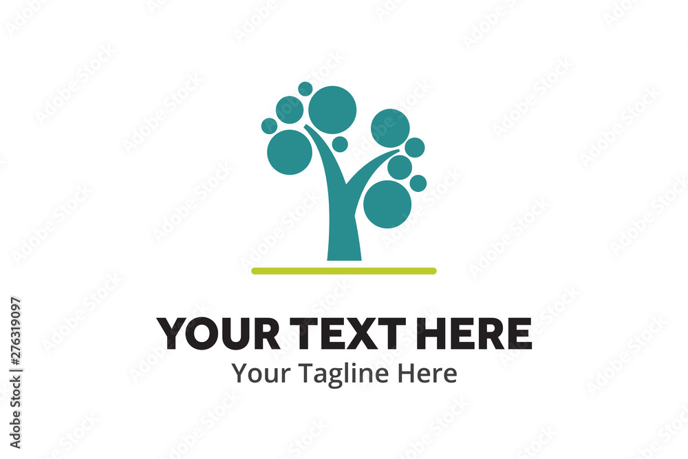 unique tree simple logo creative design in flat style with color . tree ...