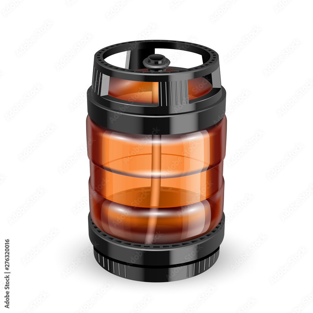 Modern Black And Brown Plastic Keg Barrel Vector. Blank Glass Keg For ...