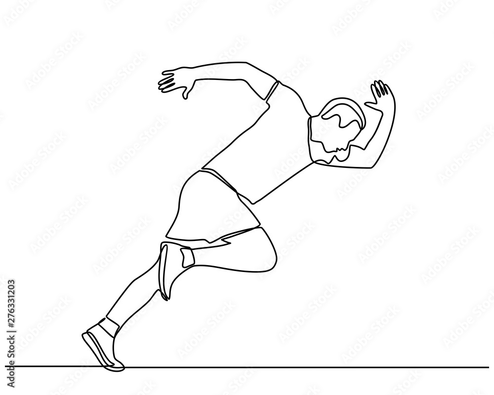 Continuous line drawing of man running. Art concept of a running man ...