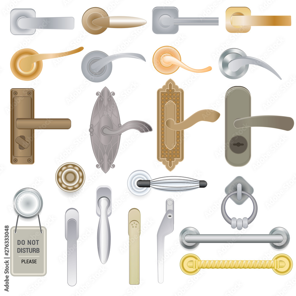 Door handle vector doorknob to lock doors at home and metal door-handle ...