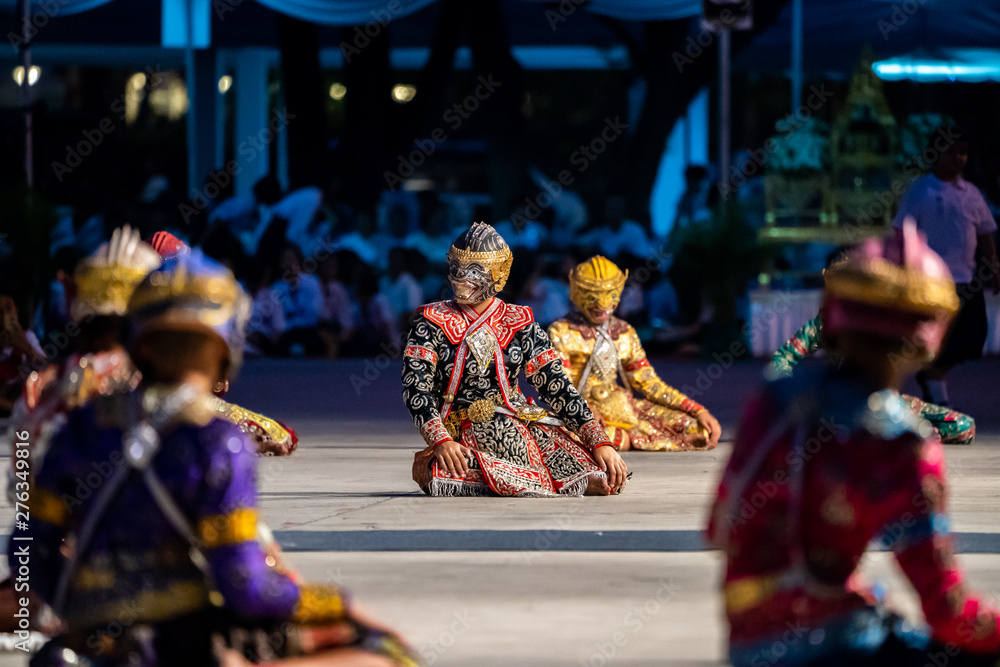 Ramayana pantomime story dancing and acting on the ground by Thai ...