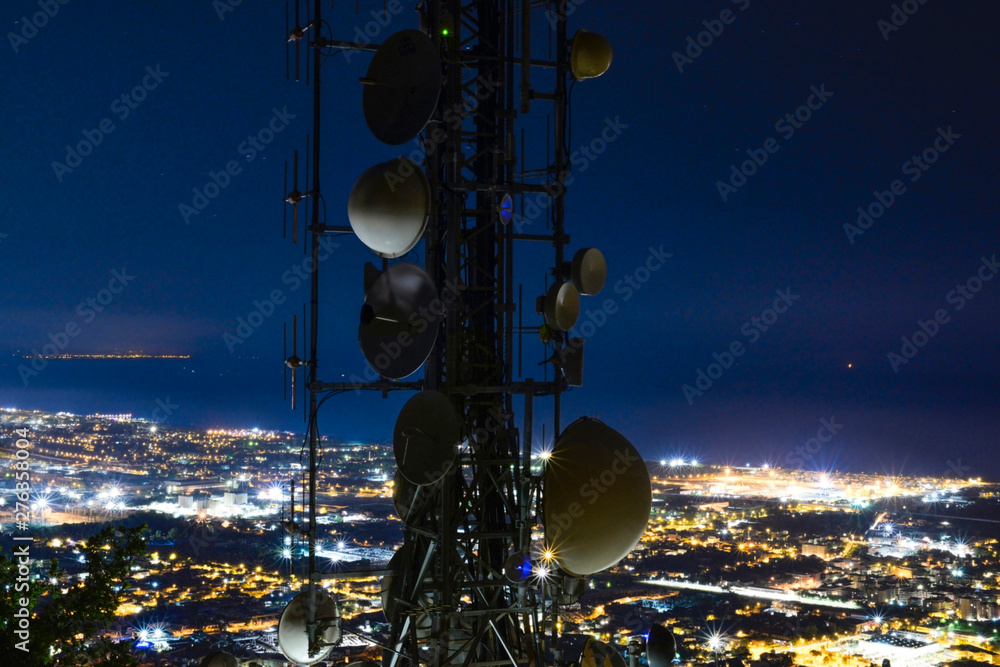 Telecommunications tower, antenna and satellite dish, network repeaters ...