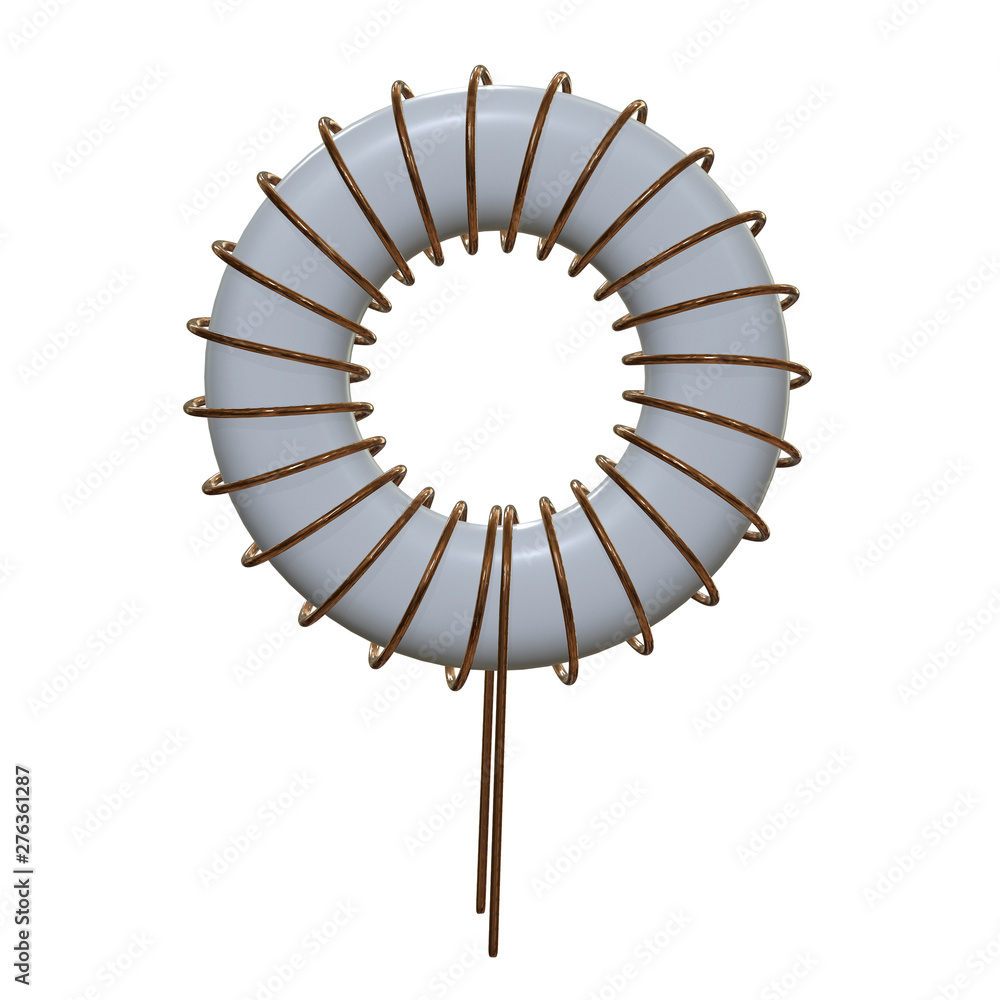 Toroidal Coil Inductor 3d Render Illustration Copper Wire Winding