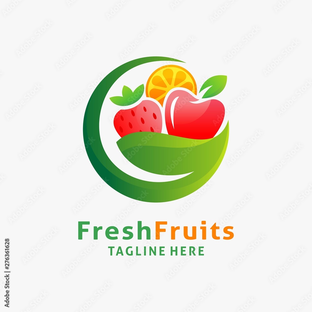 Fresh fruits logo design Stock Vector | Adobe Stock