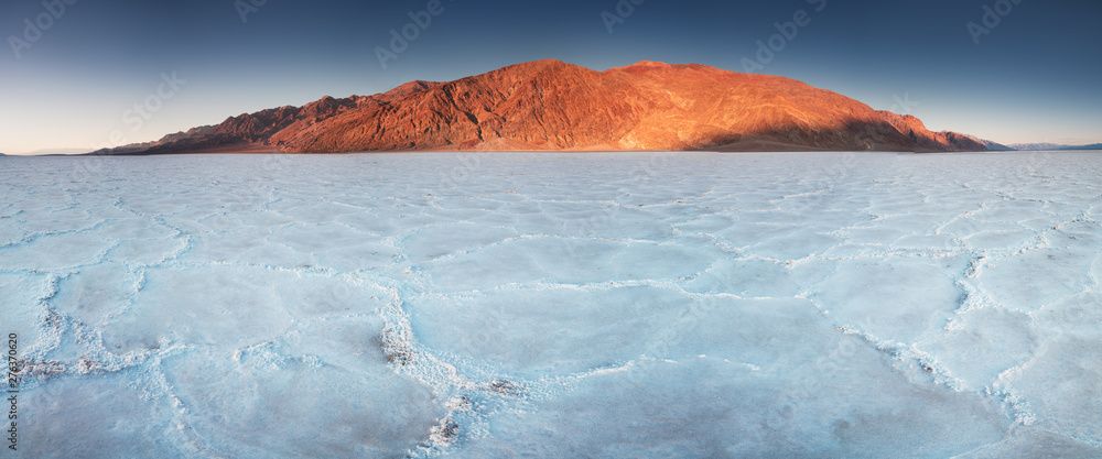 View of the Basins salt flats, Badwater Basin, Death Valley, Inyo ...
