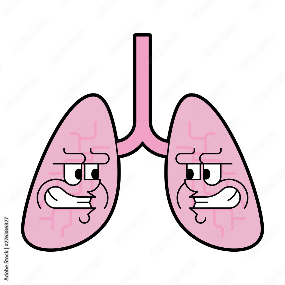 Angry Lungs . Evil Internal organ isolated. Terrible Anatomy Vector ...