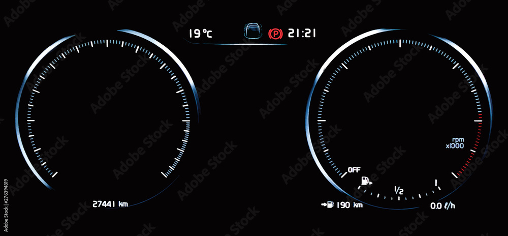 Illustration of empty car dashboard panel concept. Modern car digital ...