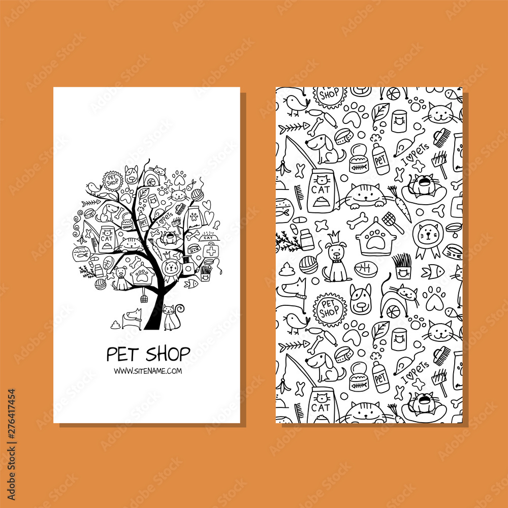 Corporate flat mock-up template. Pet shop design Stock Vector | Adobe Stock