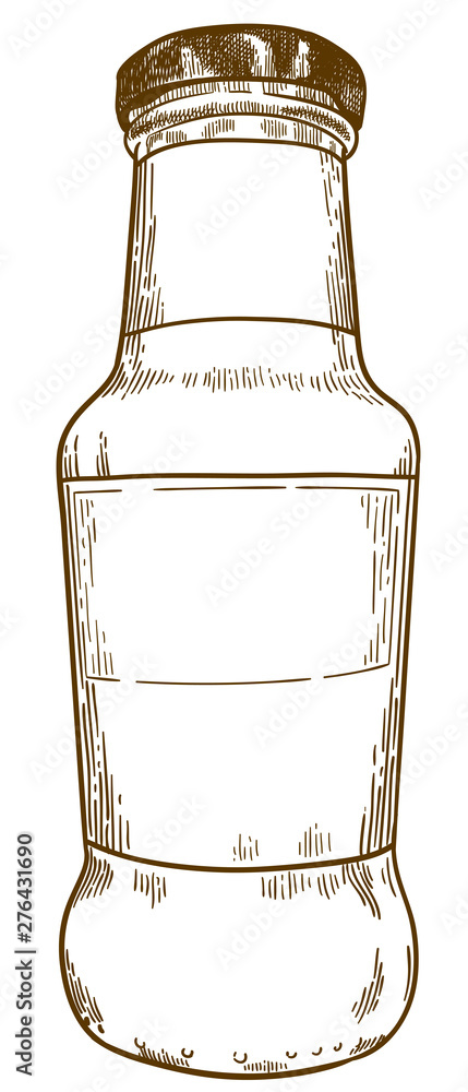 engraving drawing illustration of sauce bottle Stock Vector | Adobe Stock