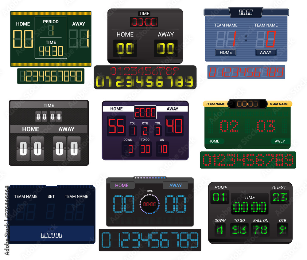 Scoreboard vector score board digital display football soccer sport ...