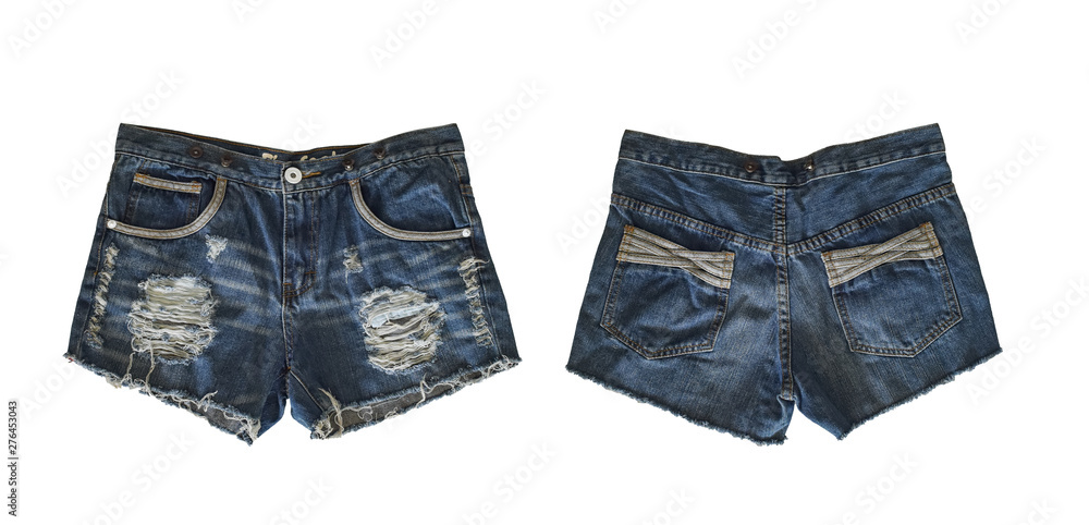Denim shorts for female isolated on white background, with clipping ...