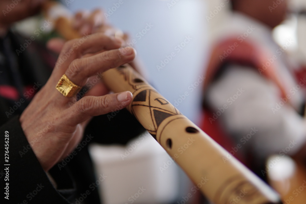bamboo flute from the batak Medan Indonesia that is being played Stock ...